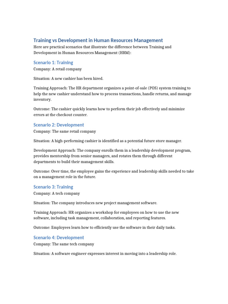 Training Vs Development HRM | PDF