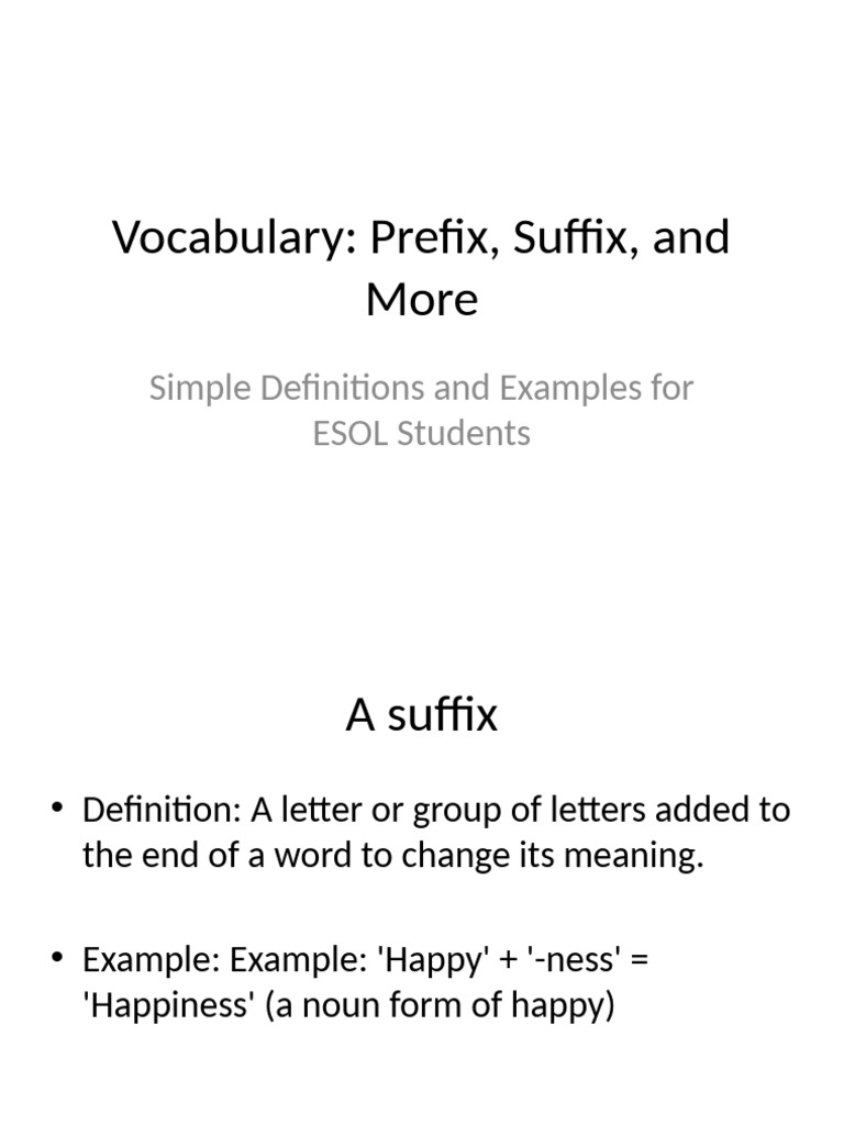 Vocabulary Prefix Suffix | PDF