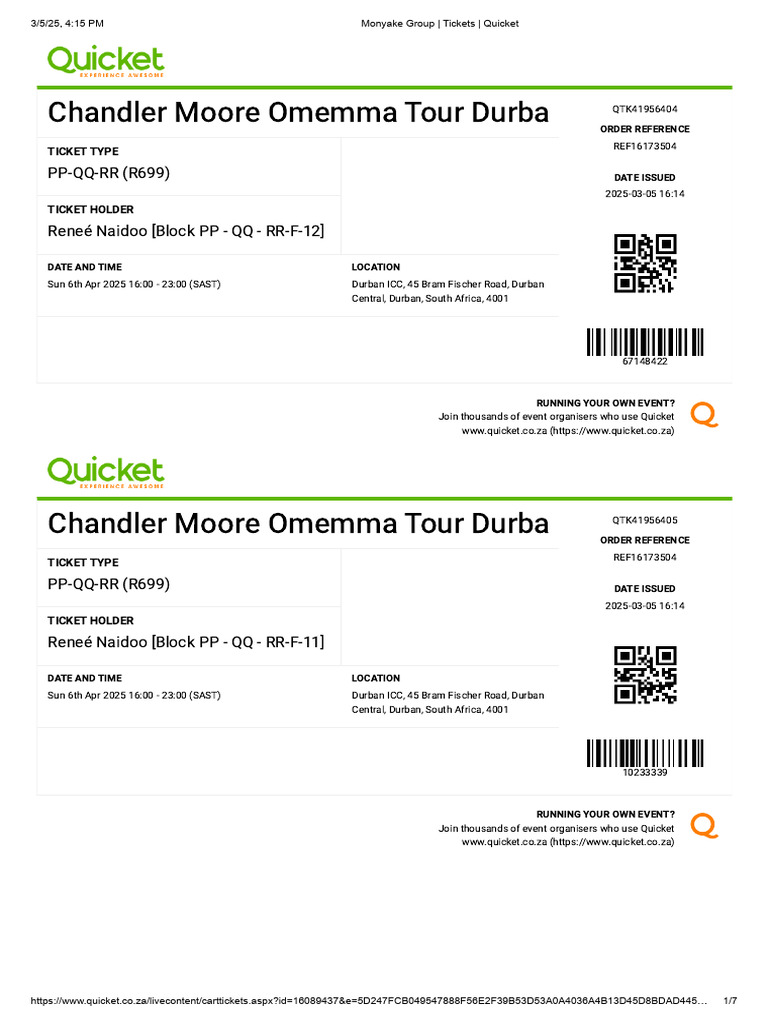 Chandler Moore Omemma Tour Durban 2025 | PDF