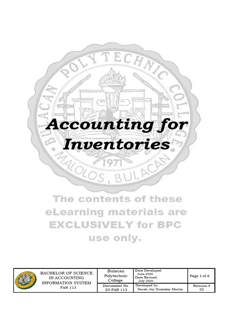 6 Accounting For Inventories | PDF | Inventory | Business Economics