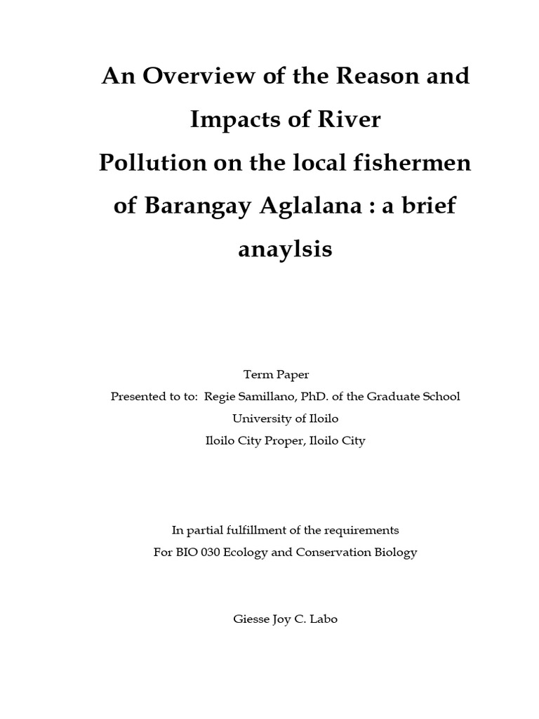 Term Paper Conservation of Biome River | PDF | Water Pollution ...