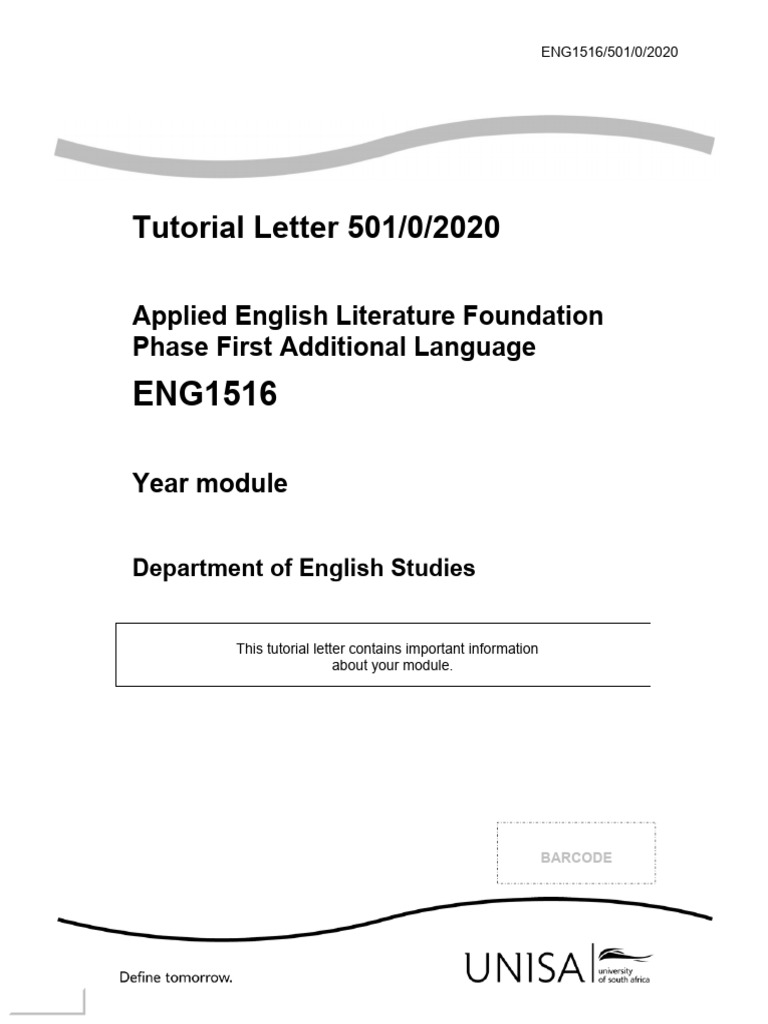 Tutorial Letter 501/0/2020: Applied English Literature Foundation Phase ...