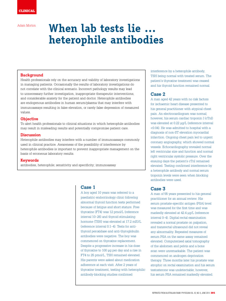 2014 When lab tests the heterophile antibodies. | PDF | Medicine ...