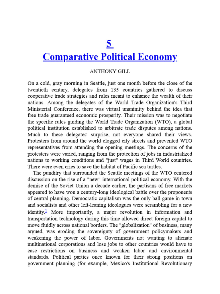 Comparative Political Economy (Howard Wiarda) | PDF | Economics ...