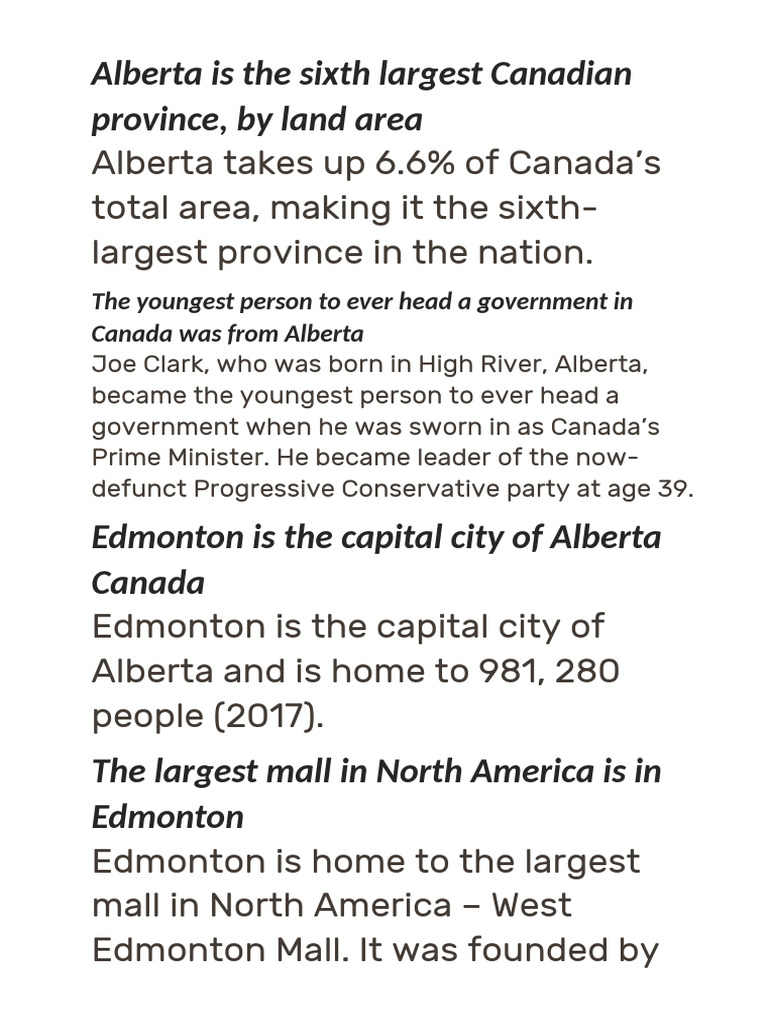 Alberta: Size, Capital, and Facts | PDF