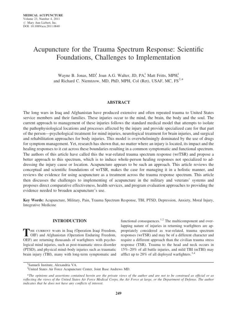 Acupuncture For The Trauma Spectrum Resp | PDF | Mental Disorder ...