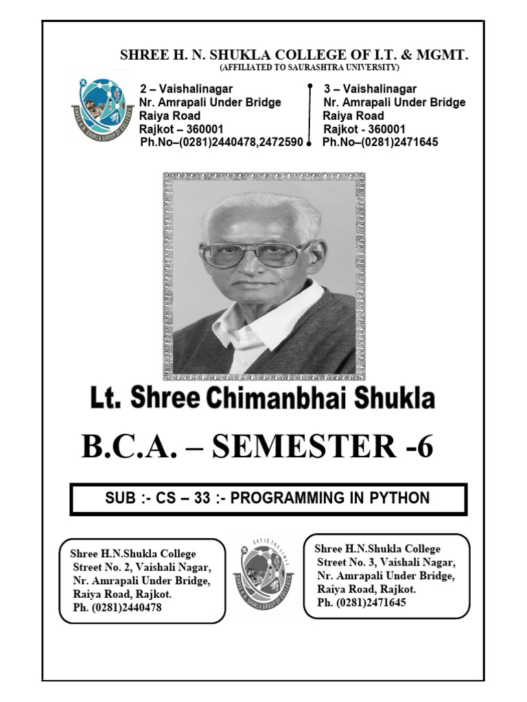 Python Final Material With Program Bca 6-2022 | PDF | Control Flow ...