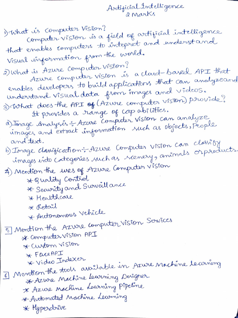 Artificial Intelligence 2 Marks and 5 Marks Questions With Answers | PDF | Computing