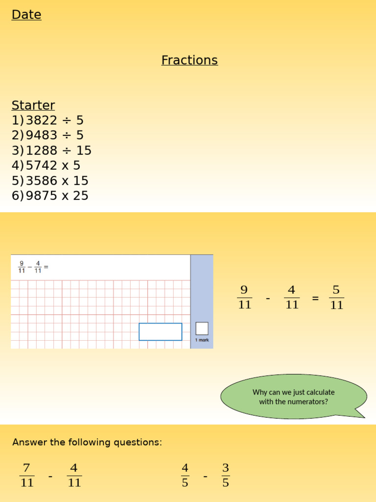 Fractions Arithmetic Revision | PDF | Mathematical Objects | Lexicology