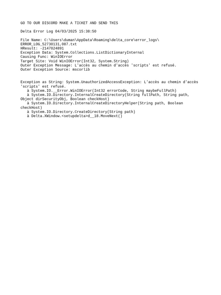 Delta Error Log Analysis: Access Denied | PDF