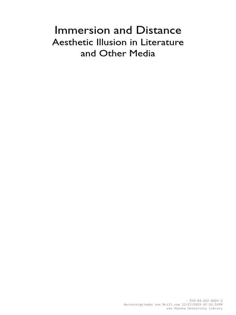 Mahler - Immersion and Distance - Aesthetic Illusion | PDF | Experience ...