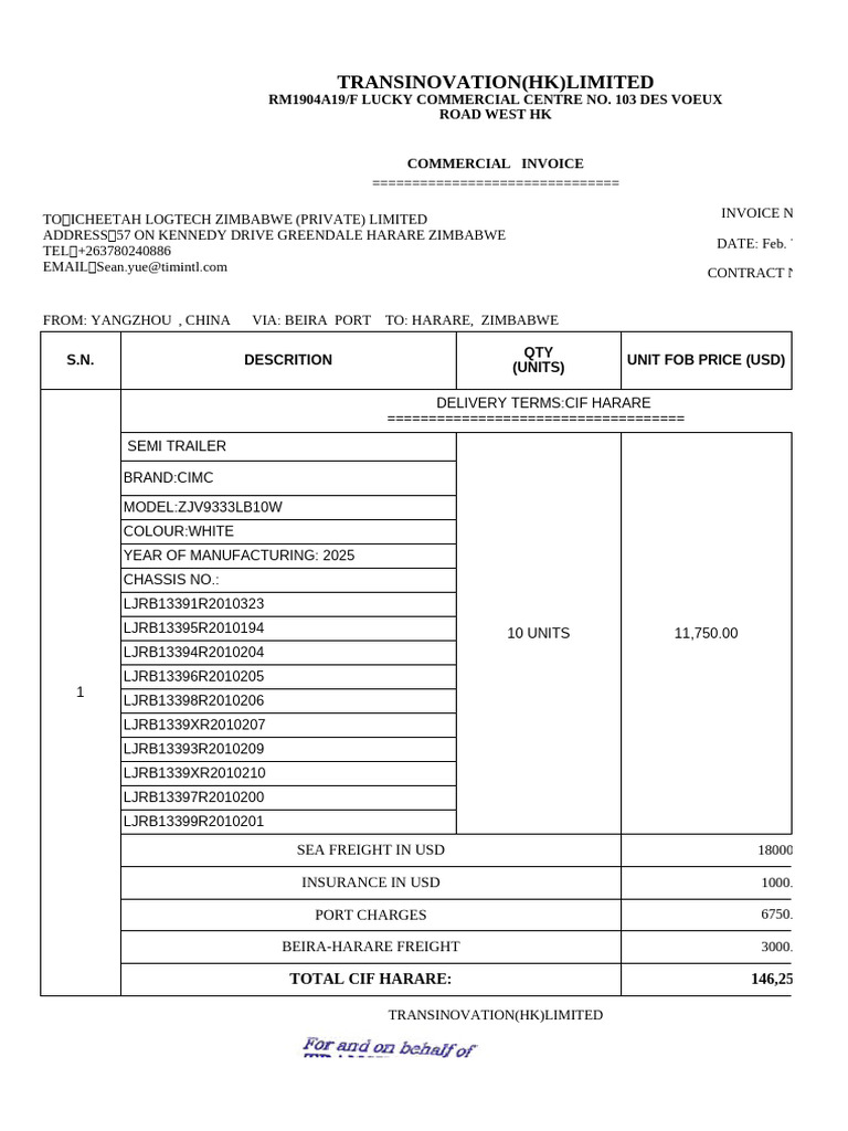 ZW00210trucks Customs Clearance Invoice | PDF | Business Law | Supply ...