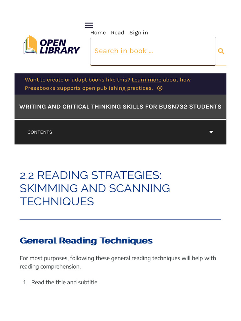 2.2 Reading Strategies - Skimming and Scanning Techniques - Writing and ...