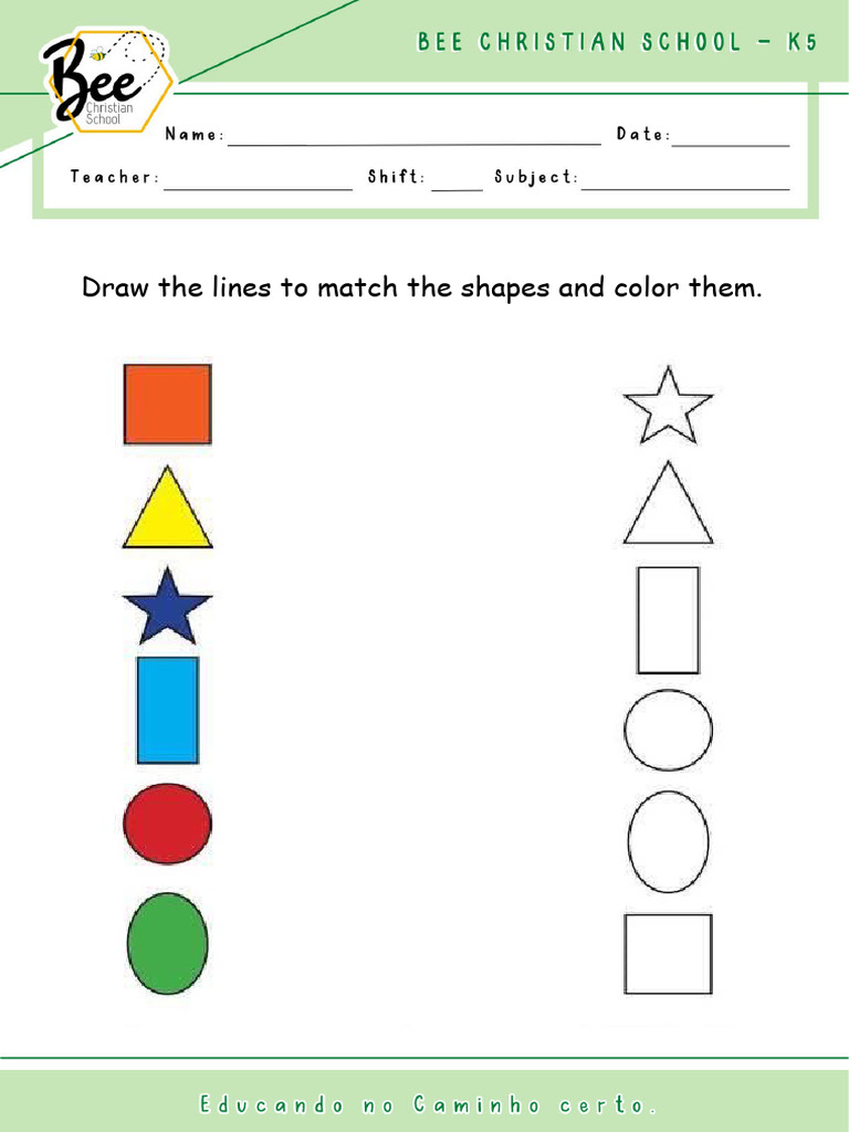 K5 Shape Matching and Coloring Activity | PDF