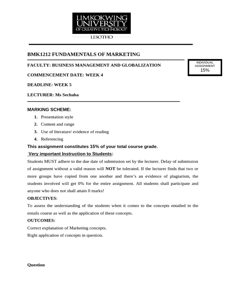 Fundamentals of Marketing 2025 Individual Assignment-1 | PDF ...