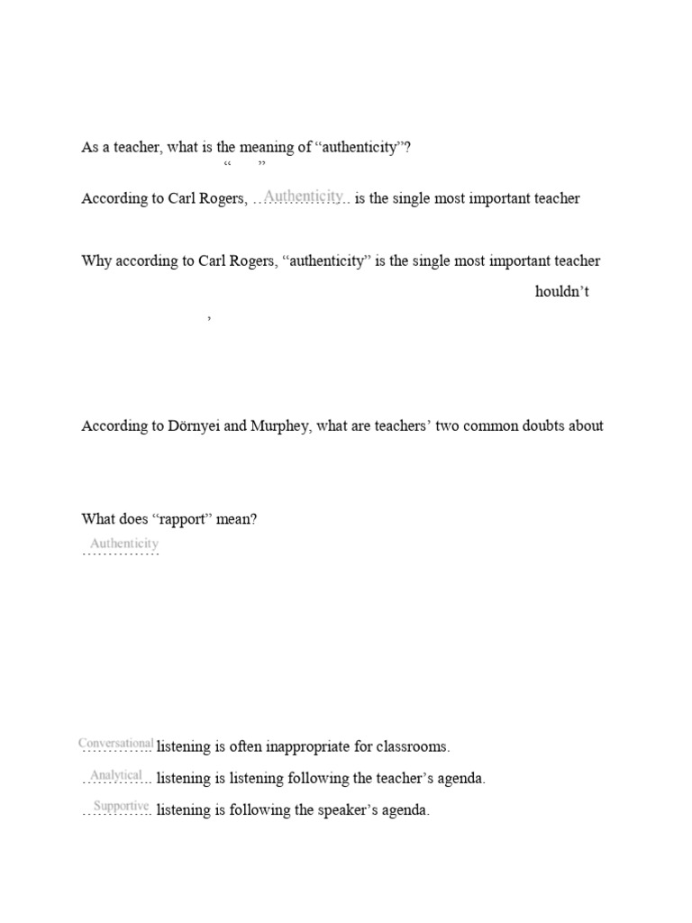 Classroom Management. Questions. Week 4 (The Teacher) | PDF | Classroom ...