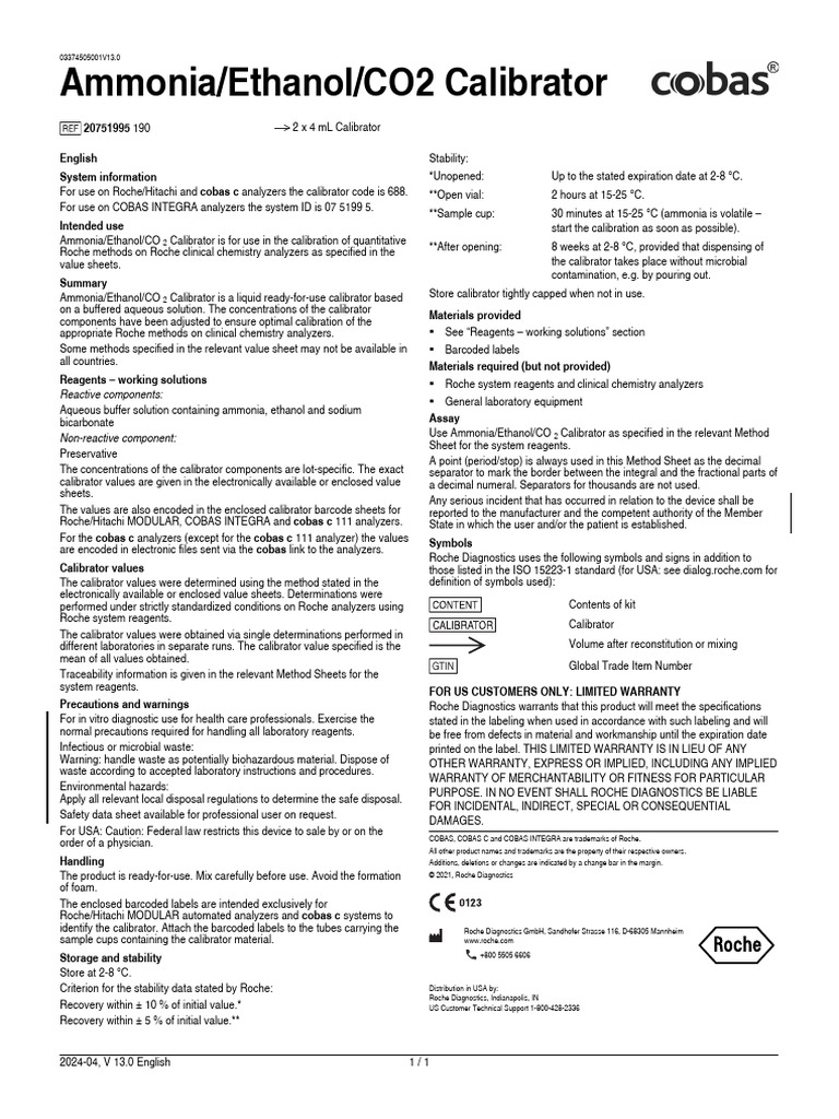 Ammonia/Ethanol/CO2 Calibrator Guide | PDF | Ammonia | Waste