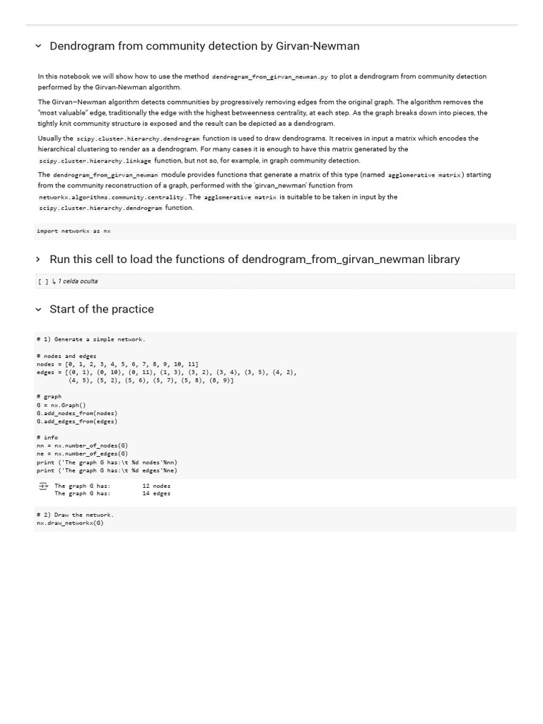 2 - EXAMPLE - Dendrogram - From - Girvan - Newman - Ipynb - Colab | PDF | Mathematical Relations ...
