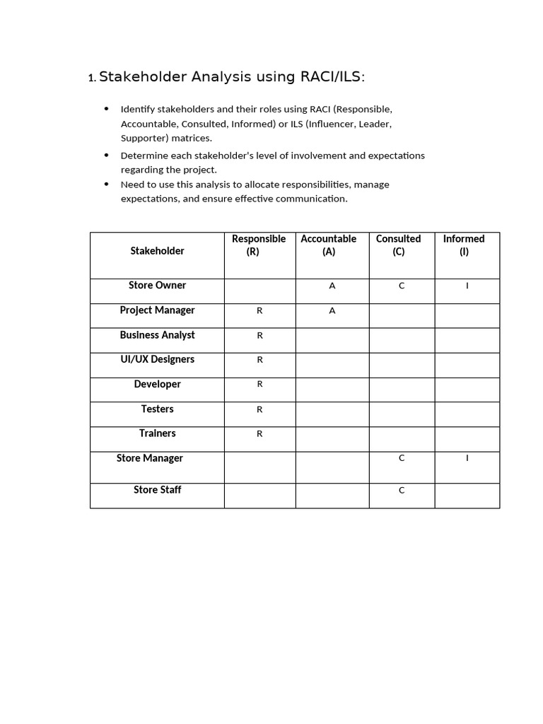 Stakeholder Analysis using RACI | PDF