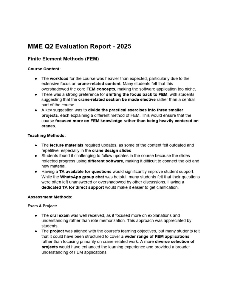 MME Q2 Evaluation Report - 2025 FEM | PDF