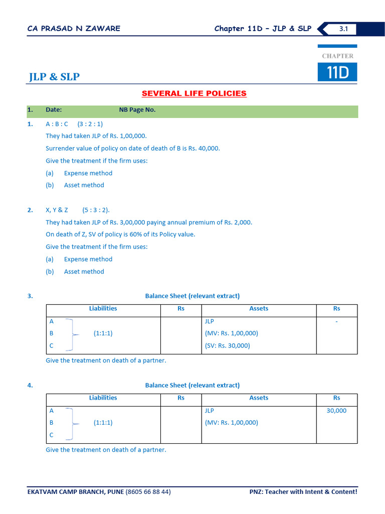 Classwork_JLP & SLP Questions | PDF | Balance Sheet | Corporate Jargon