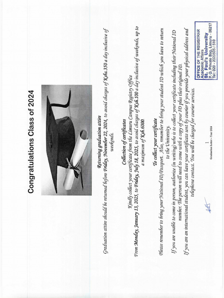 Graduation Letter To The Class of 2024 | PDF