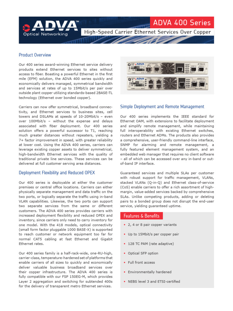 adva-400 | PDF | Ethernet | Internet Standards
