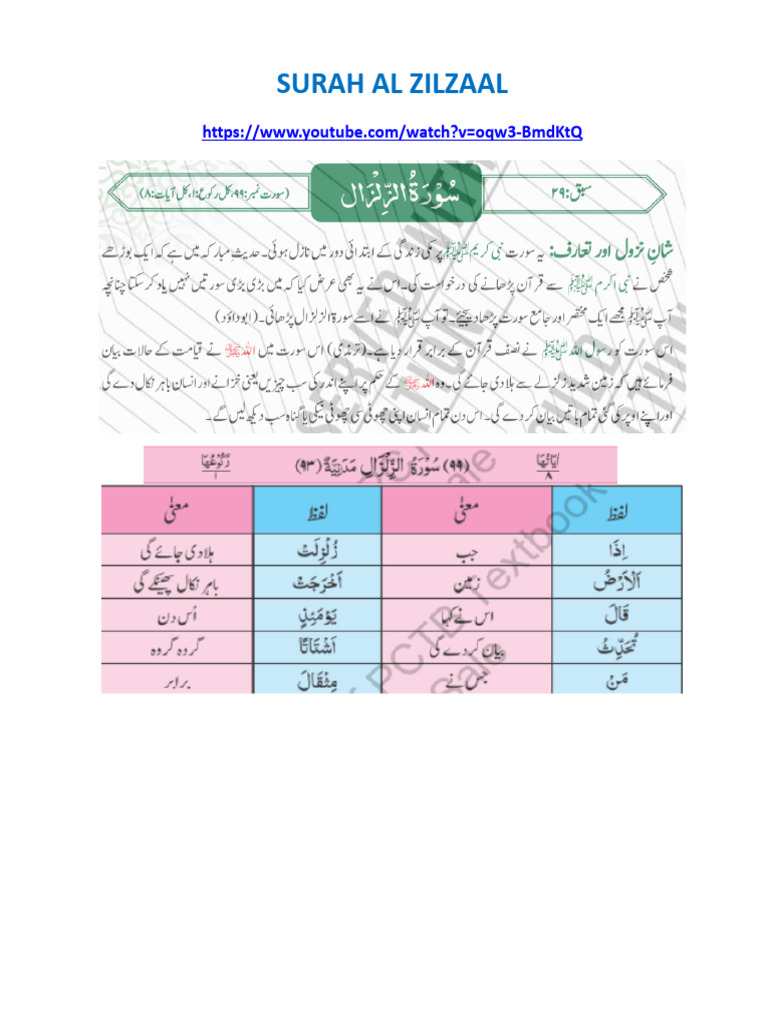 SURAH ZILZAAL | PDF