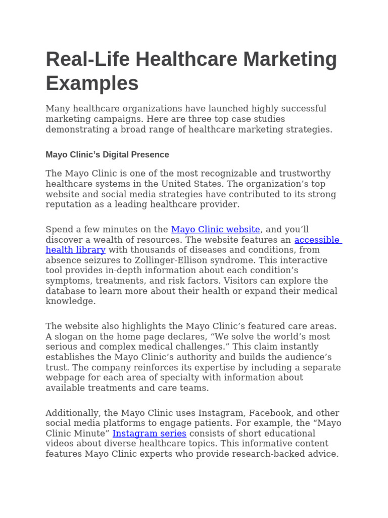 Real-Life Healthcare Marketing Examples: Mayo Clinic's Digital Presence ...