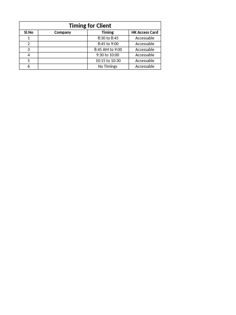 Client Cleaning Schedule and Timings | PDF