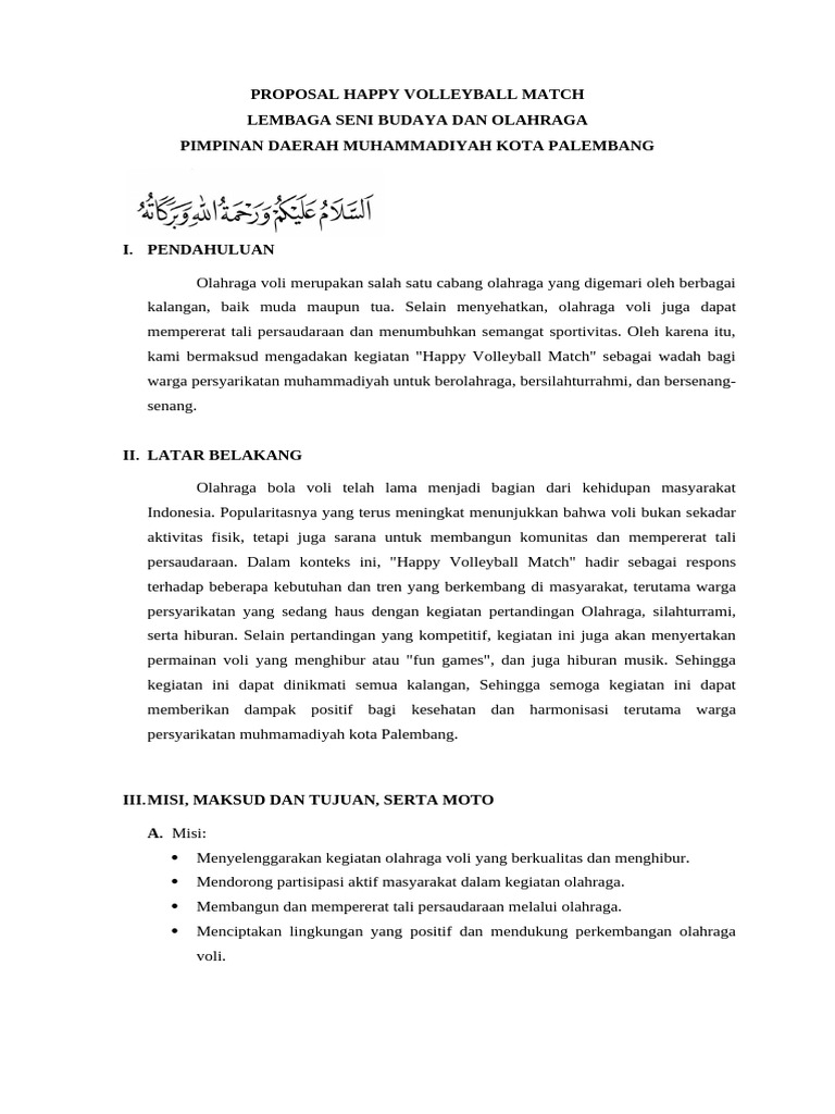 PROPOSAL HAPPY VOLLEYBALL MATCH | PDF