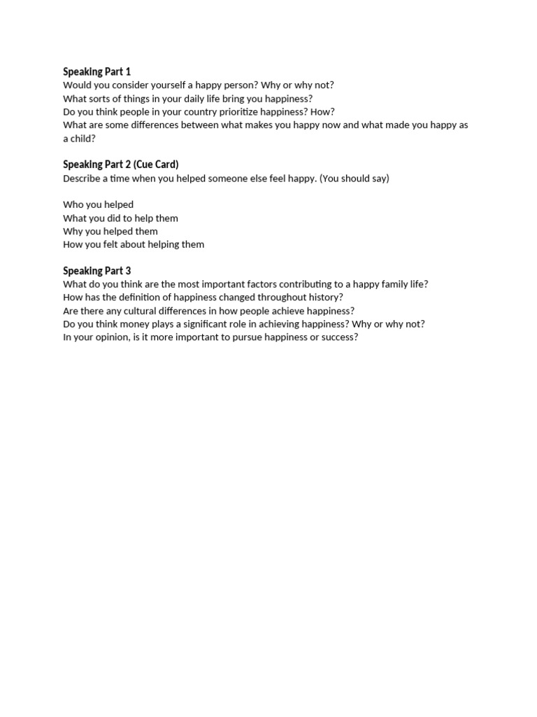 Exploring Happiness in Speaking Topics | PDF