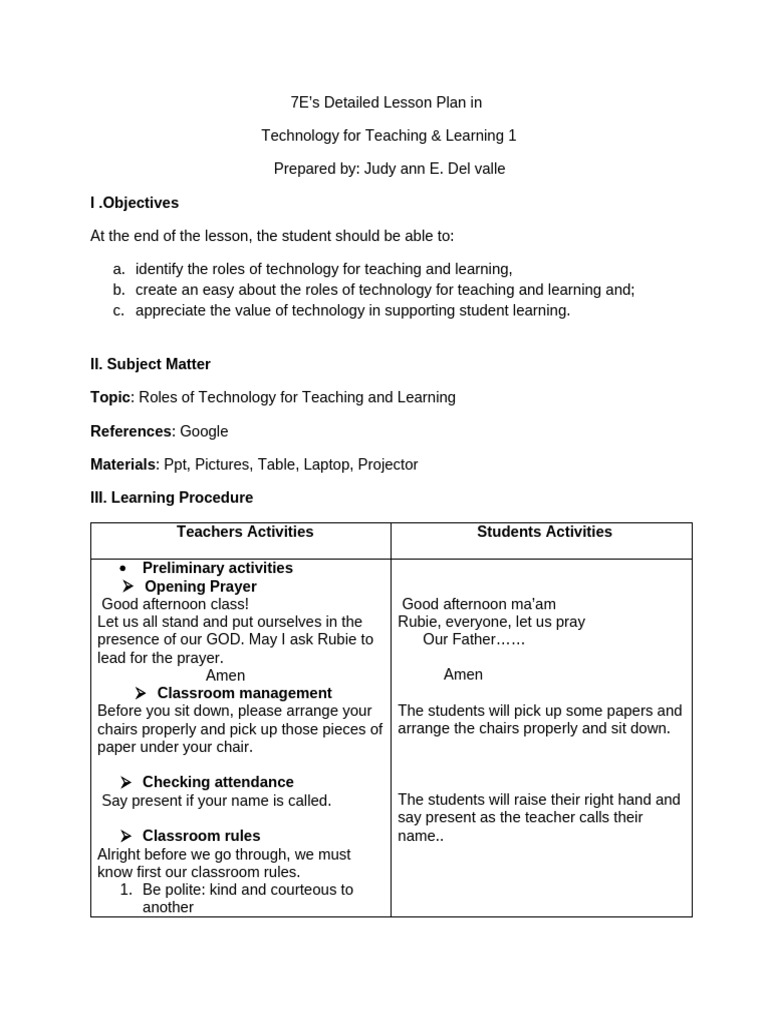 7es Detailed Lesson Plan ANN Sir Bryan 1FINAL | PDF | Learning | Teachers