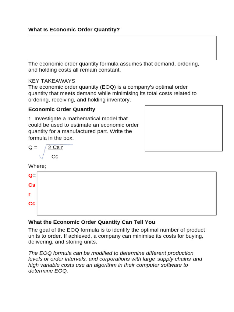 Understanding Economic Order Quantity (EOQ) | PDF | Inventory ...