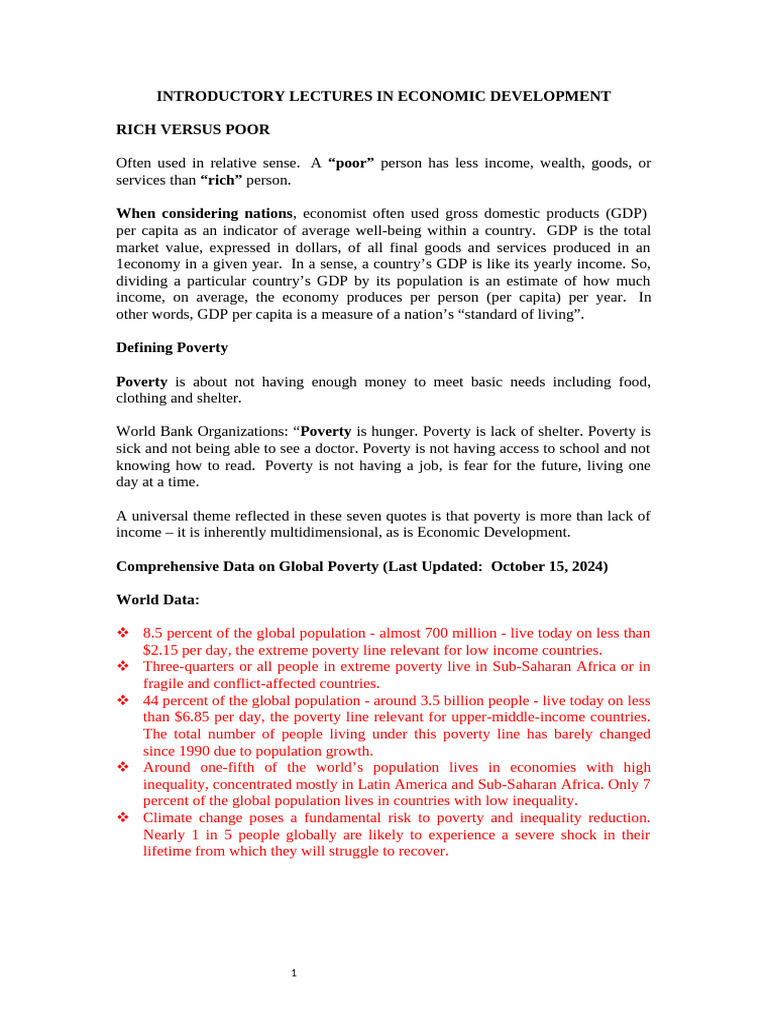 Ae12 Introductory Lectures in Economic Development | PDF | Poverty ...