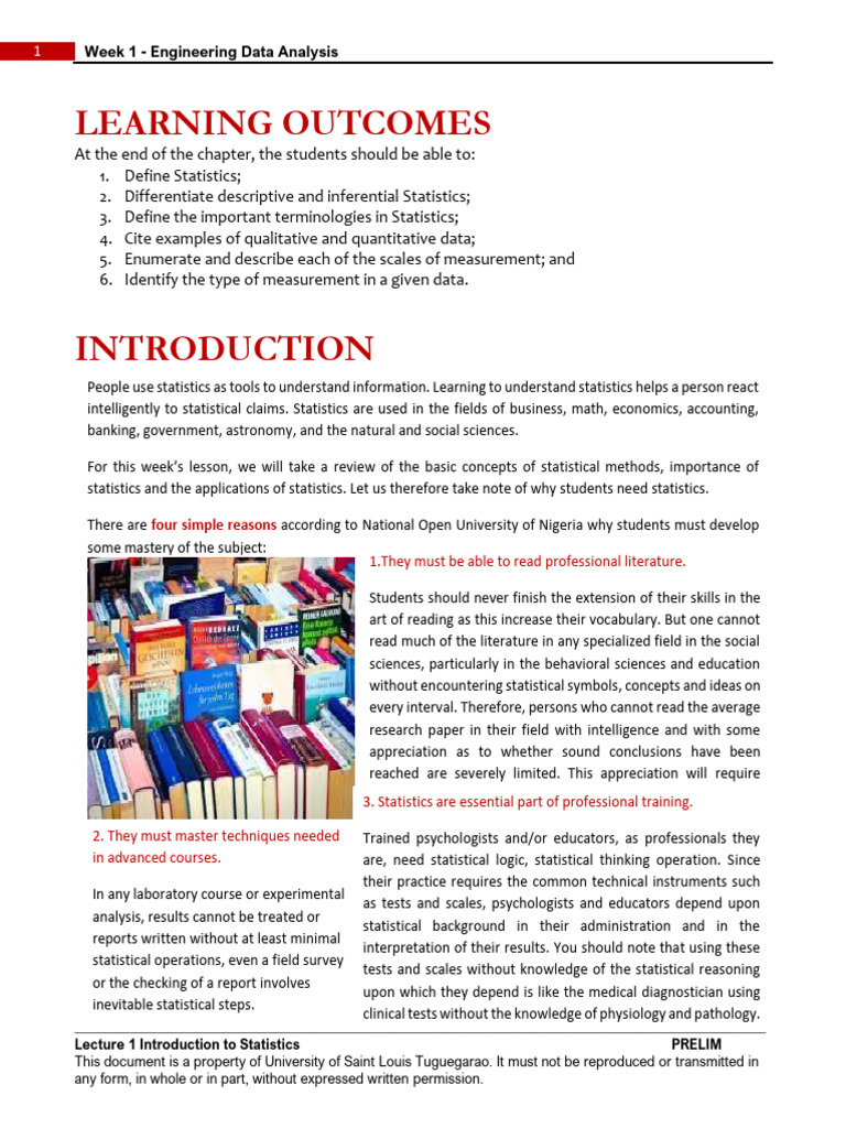 EDA Prelim Week 1 Intro To Stats - 1 | PDF | Sampling (Statistics ...