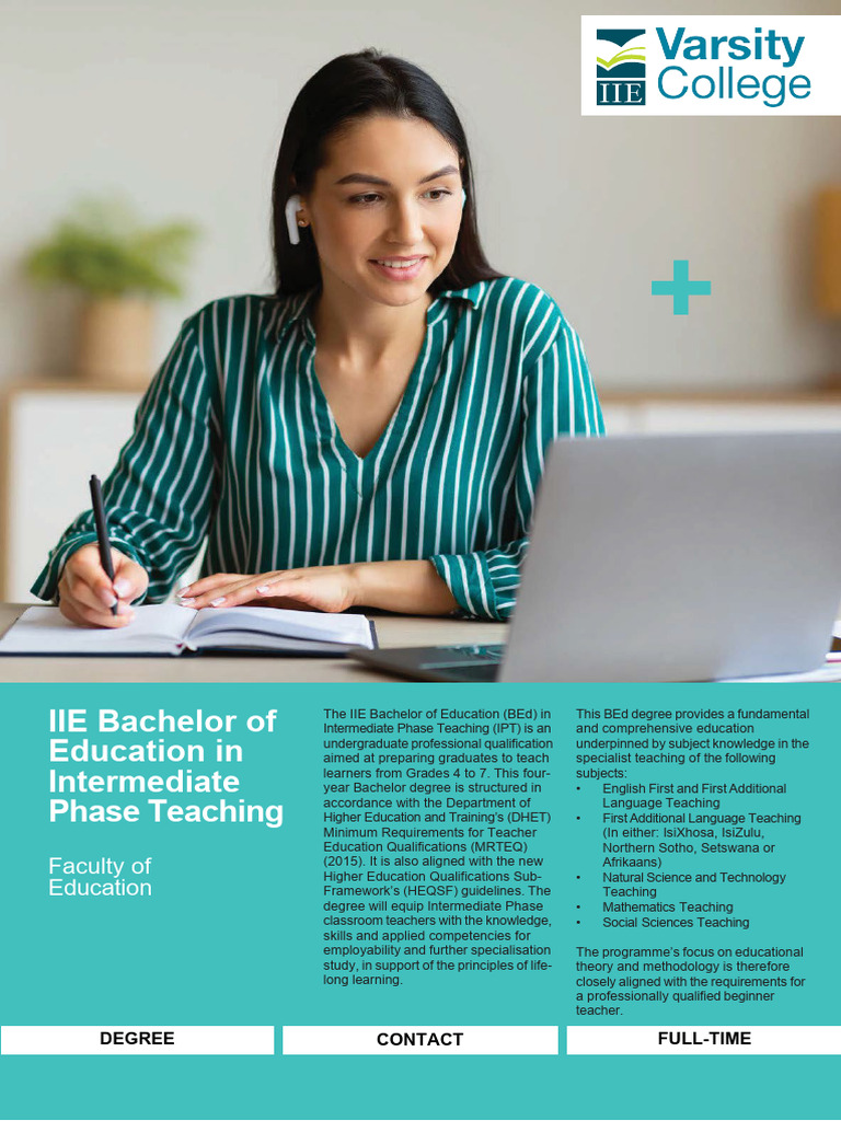 Iie Bachelor of Education in Intermediate Phase Teaching Full Time ...
