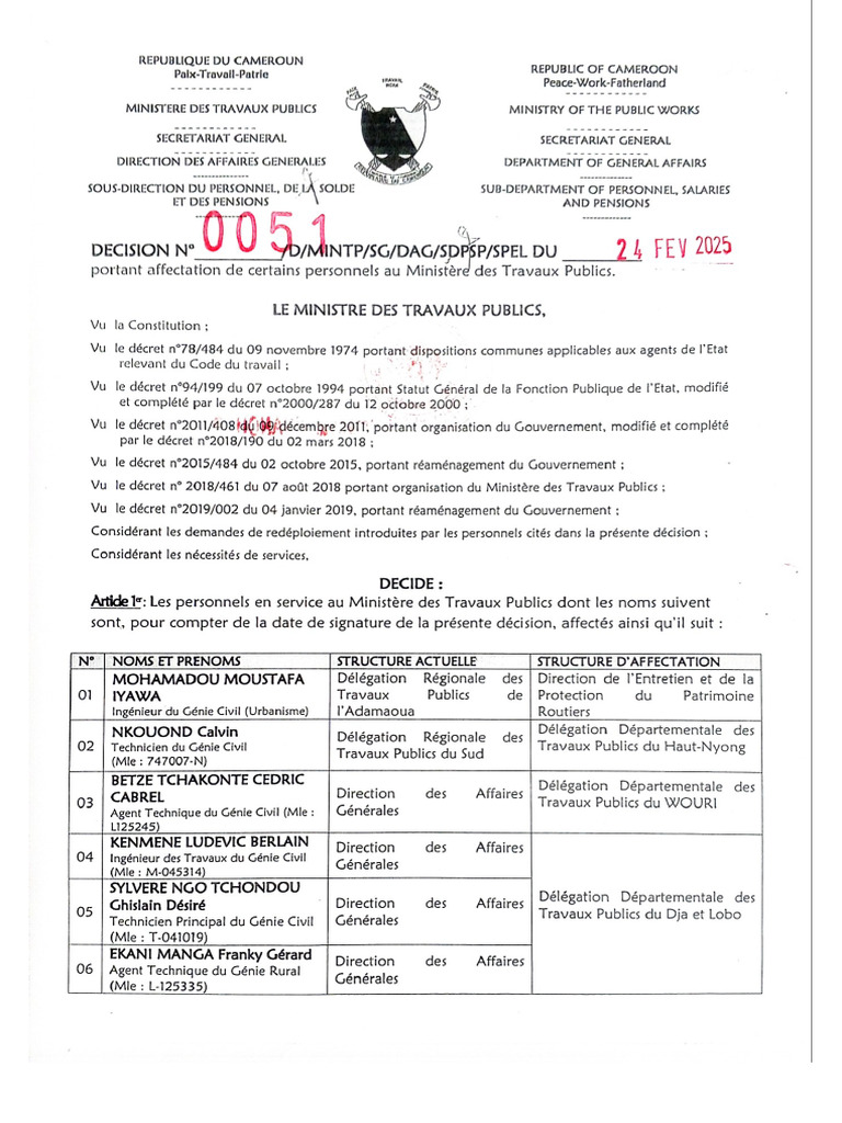 Décision Affectation | PDF