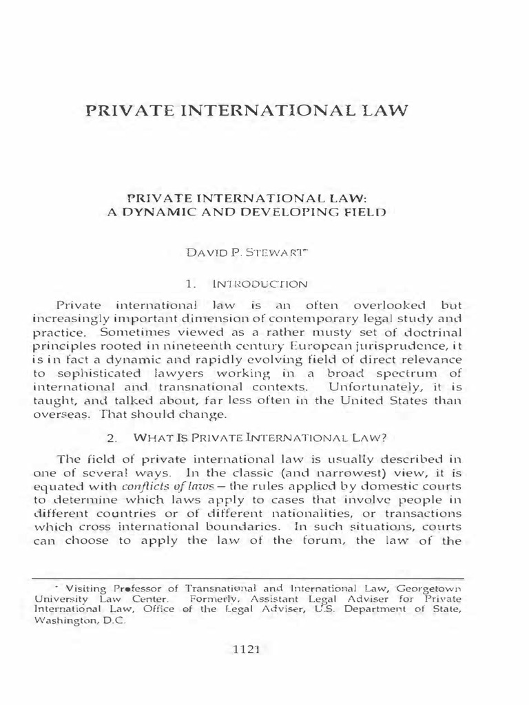 Private International Law Overview Pdf Treaty Jurisdiction