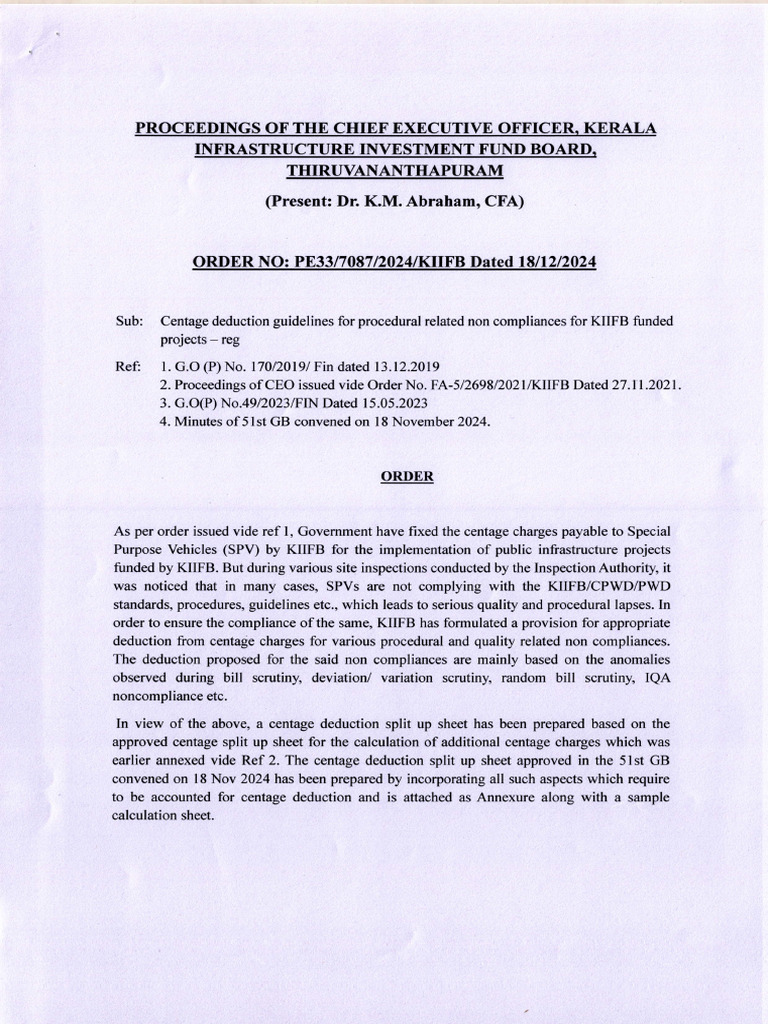 KIIFB Centage Deduction Guidelines | PDF | Regulatory Compliance ...