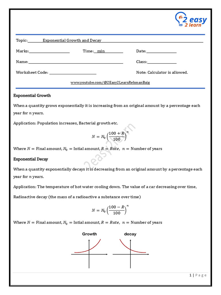 Exponential Growth and Decay | PDF
