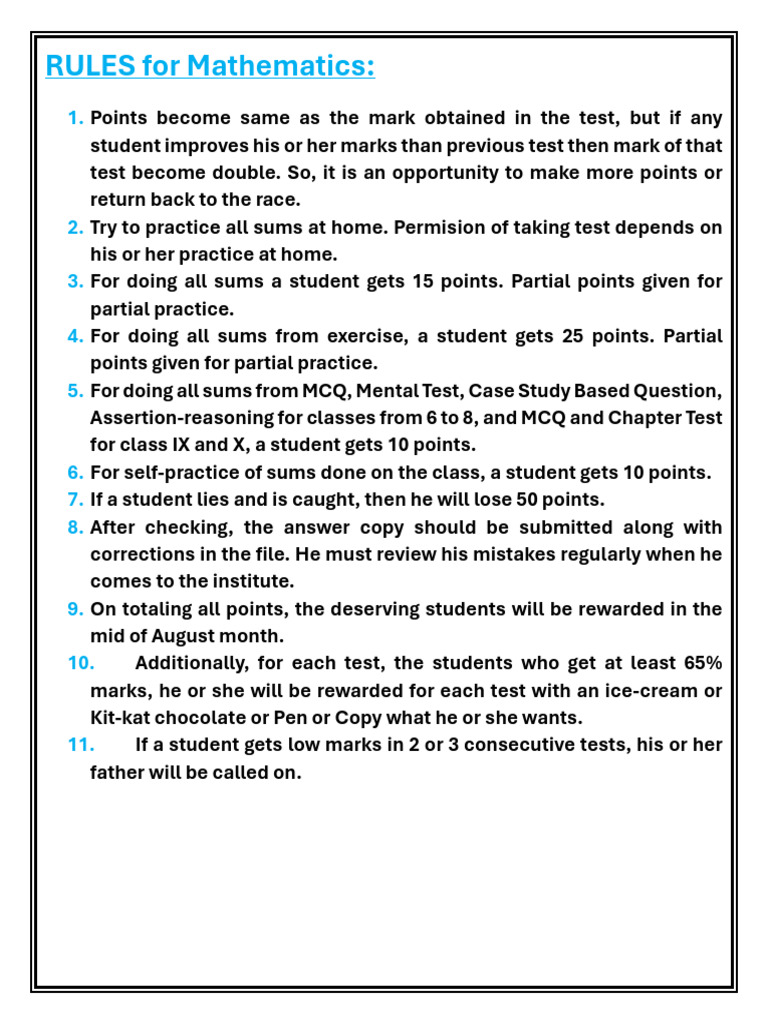 RULES for Mathematics | PDF