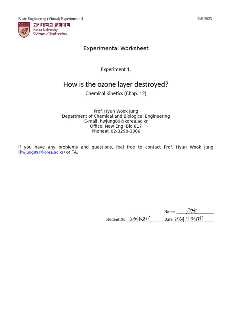 WorkSheet - ch12 - Chemical Kinetics (배포용) | PDF | Chemical Kinetics ...