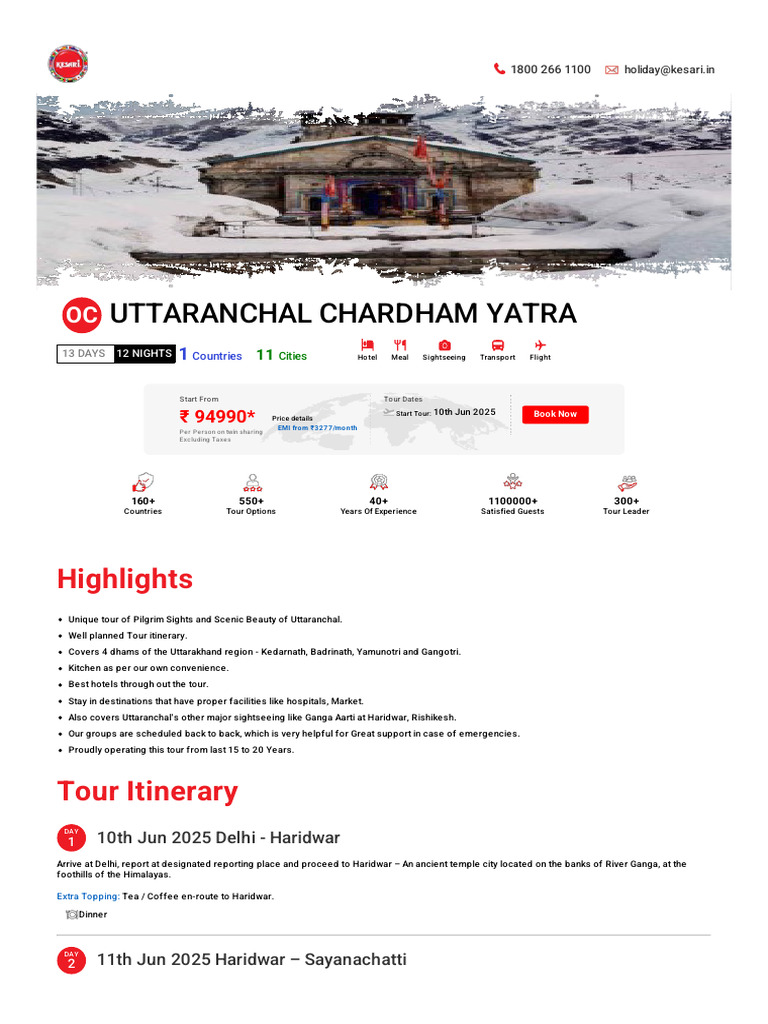Char Dham Yatra Package Details | PDF | Cheque | Insurance