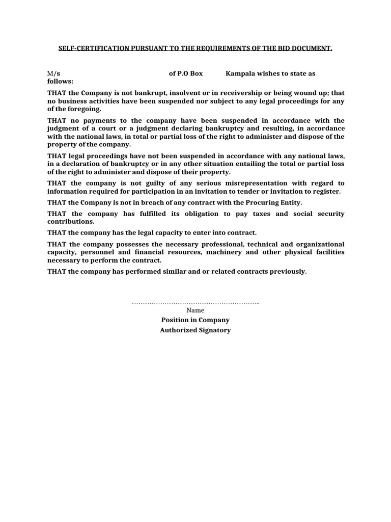 Self Declaration | PDF