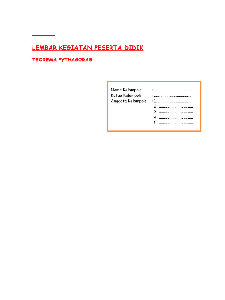 LKPD Teorema - Phytagoras | PDF