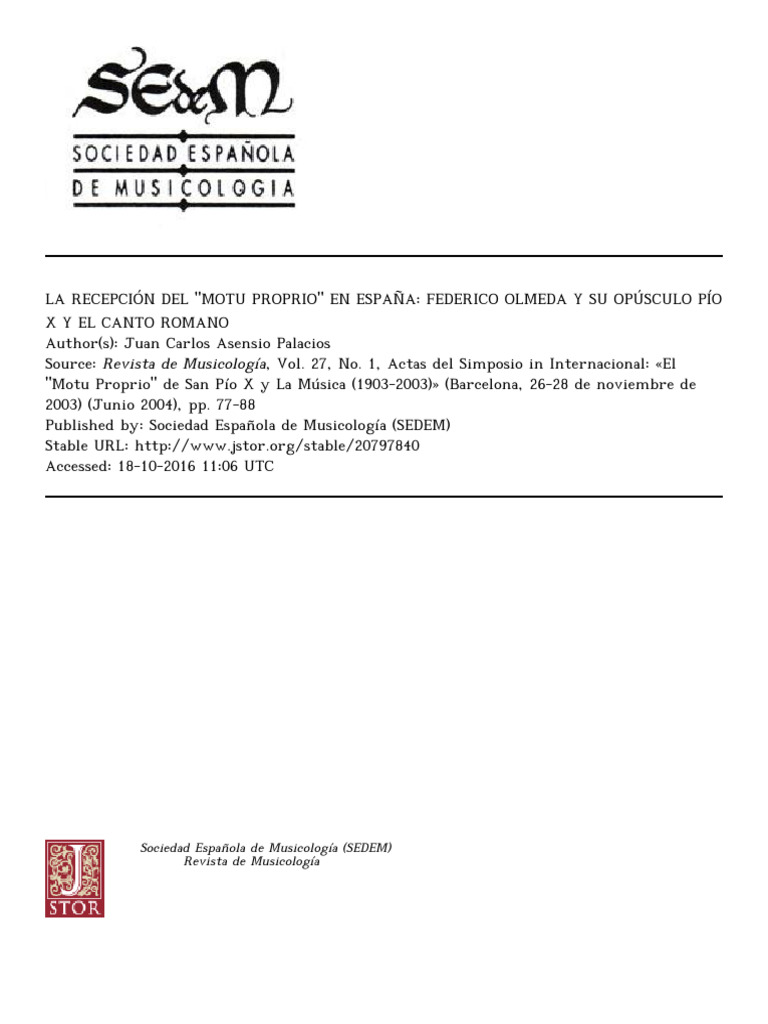Olmeda y Su Opúsculo. M. Proprio | PDF | Coro