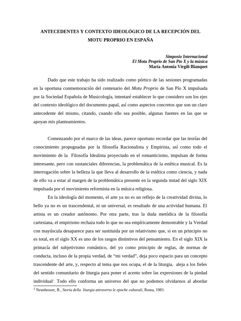 Contexto Ideológico del Motu Proprio en España | PDF | Empirismo ...