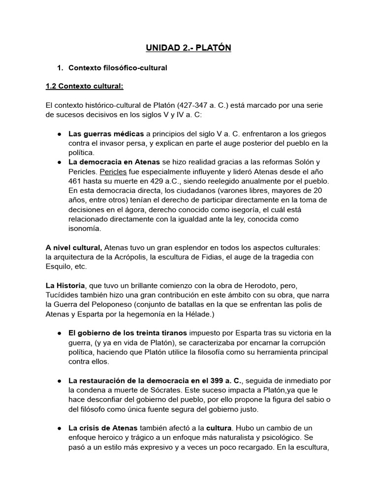 Contexto filosófico-cultural de Platón | PDF | Conocimiento | Platón