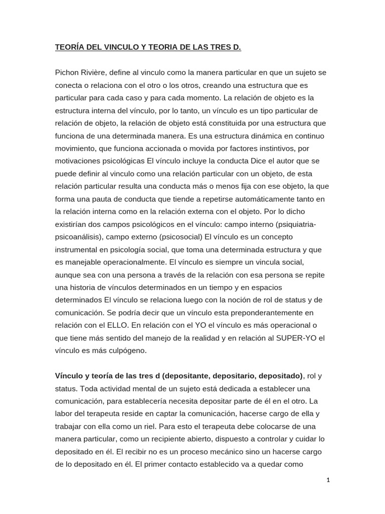 Teoría Del Vinculo y Teoria de Las Tres D | PDF | Sicología | Teoría